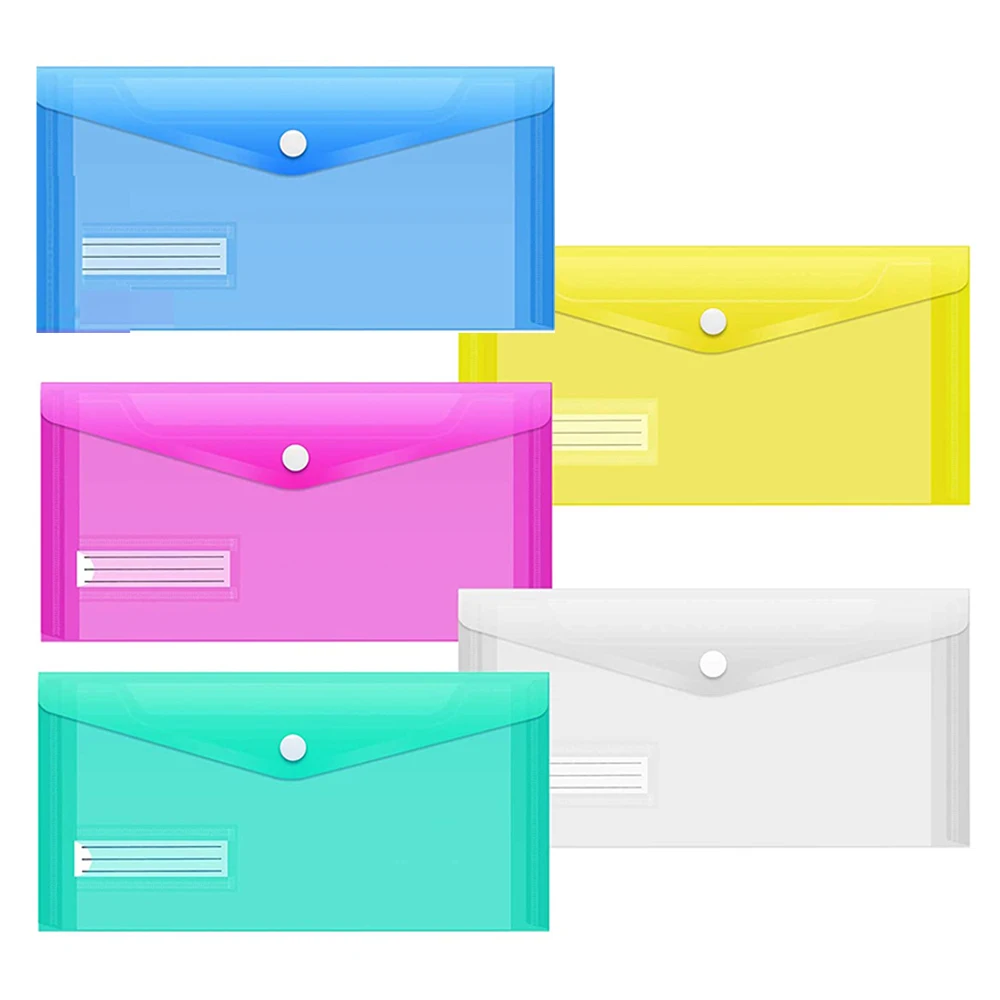 5-Packs-A6-Clear-Envelopes-File-Folder-Bill-Bag-Pencil-Case-with-Label ...