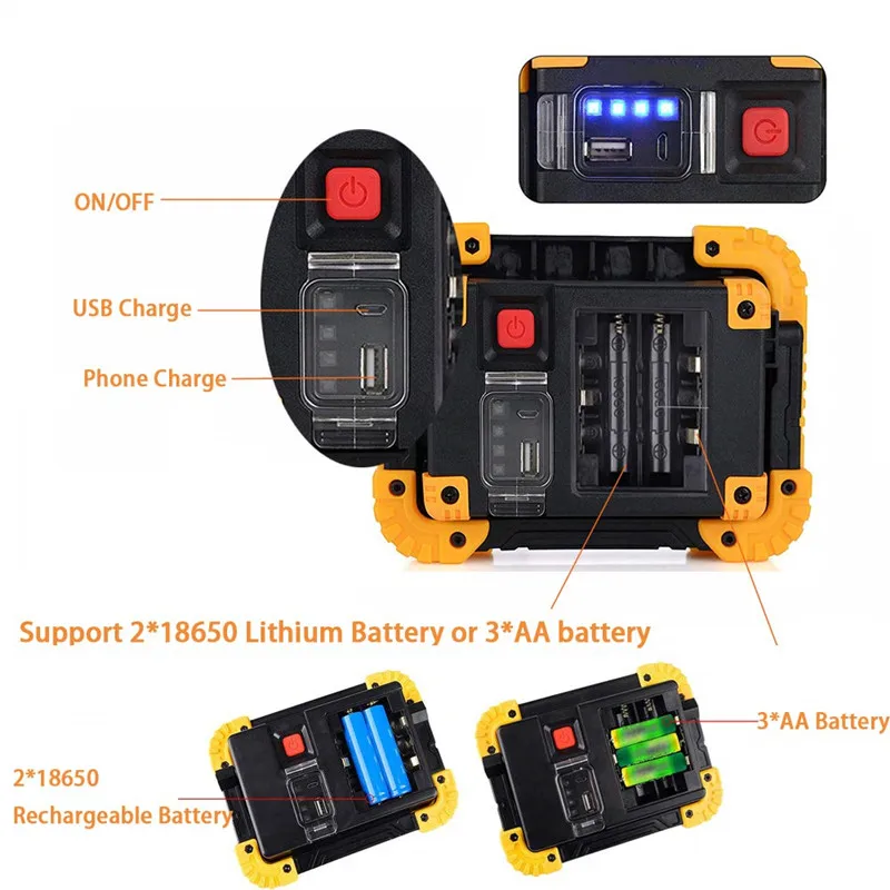 LED Portable Spotlight 18650 Battery - Rhino Camping