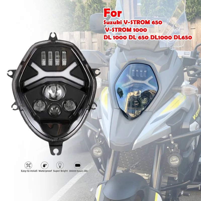 CE-Emark-Approved-Black-LED-Headlight-Headlamp-With-Halo-For-Suzuki-V ...