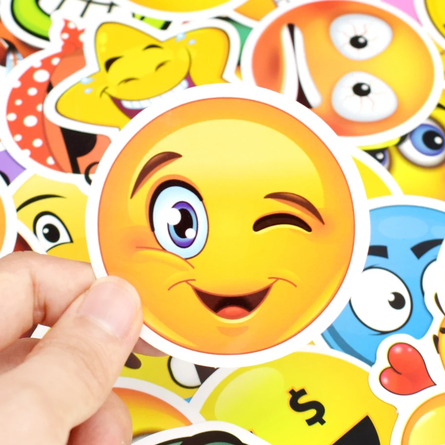 50 PCS Cute Expression Stickers Smile Anger Laugh Cry Funny Face ...