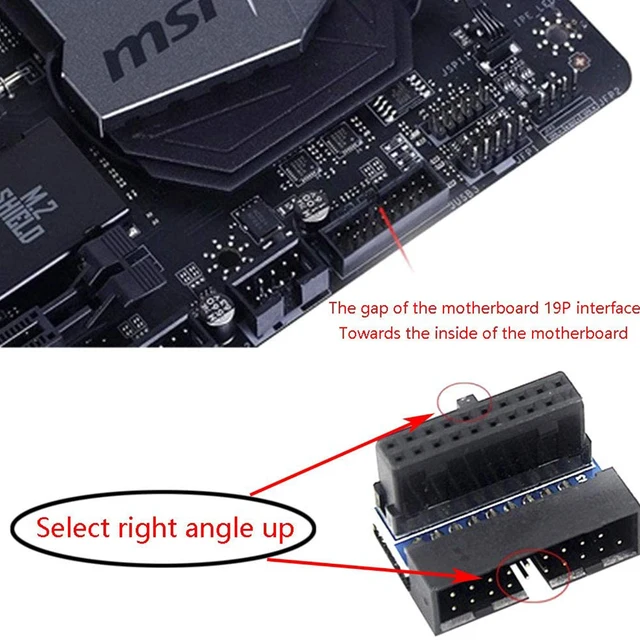 For Motherboard USB 3.0 20 Pin Male to Female Extension Adapter 90 ...