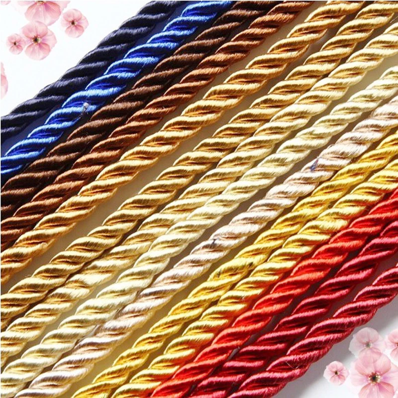 5 Meters 8mm 3 Shares Twisted Cotton Nylon Cords Colorful Diy Craft ...