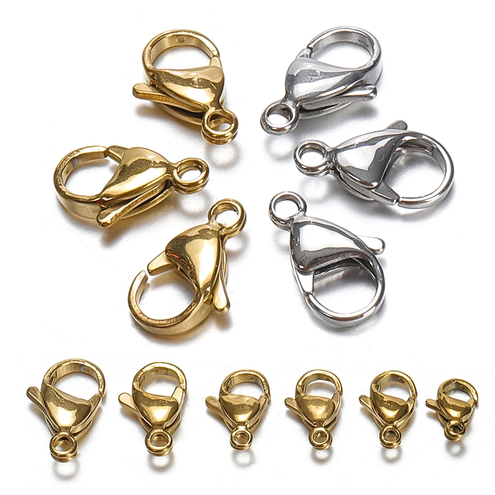 20pcs 9-15mm Stainless Steel Gold Lobster Clasp Claw Clasps For ...