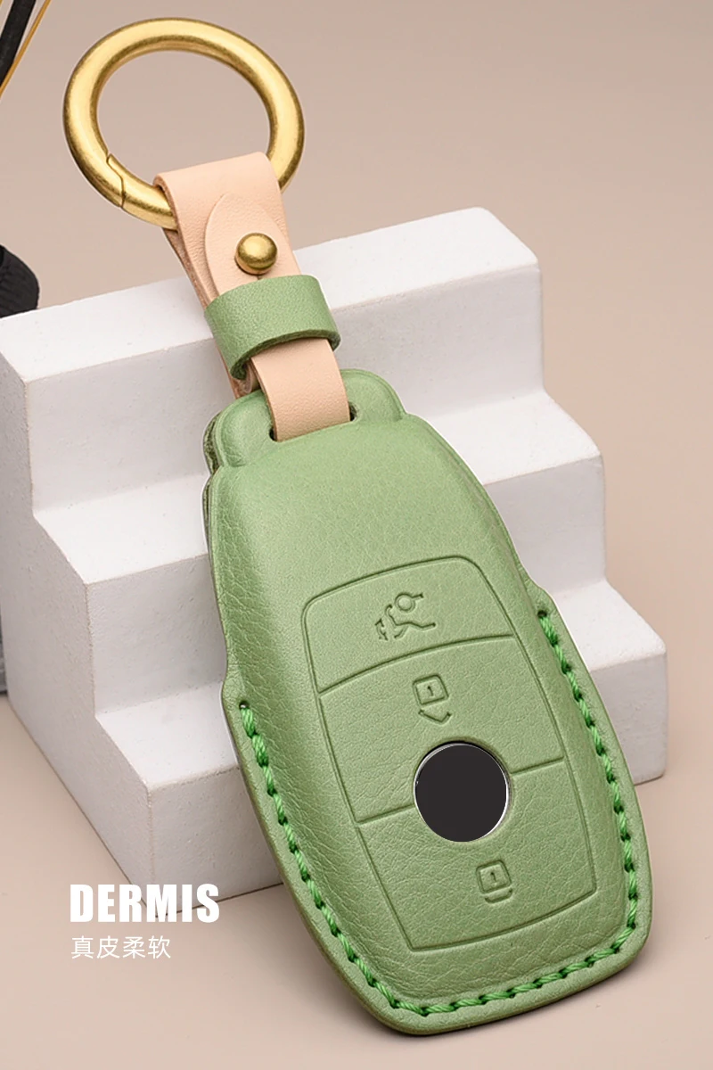 Genuine Leather Car Key Case Cover for Mercedes Benz W203 W210 W211 ...