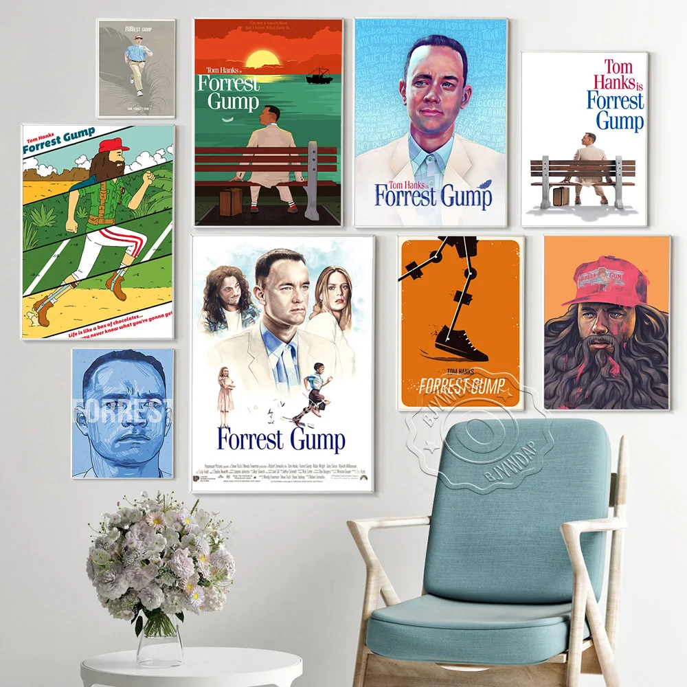 Forrest-Gump-Classic-Movie-Poster-Hand-Drawing-Character-Illustration ...