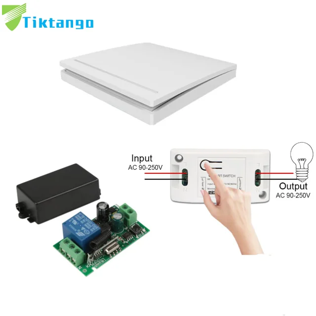 Tiktango 433 Mhz Ac 85V 110V 220V 1 Ch Vezeték Nélküli Távirányító Vevő ...
