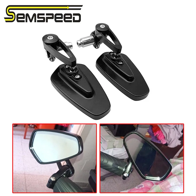 Semspeed 1 Pair 7 8 22mm Universal Motorcycle Aluminum Rear View Black