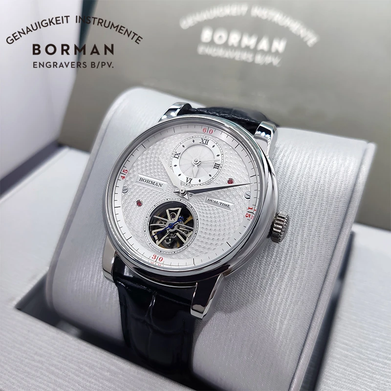 BORMAN-Dual-Time-Zone-Skeleton-Men-Watches-White-Dial-Sapphire-Glass-Waterproof-Genuine-Leather ...
