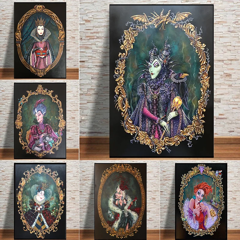 Cartoon-Disney-Villain-Magic-Mirror-Canvas-Painting-Wall-Art-Animation ...