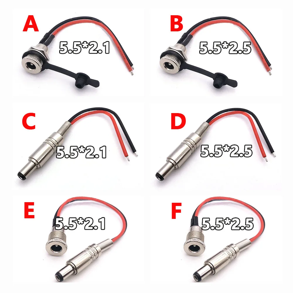 1PC DC 5.5*2.1/2.5mm Power Plug Socket Connector Male Female Dock DIY ...