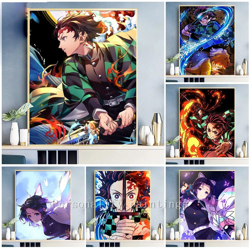 5d Diy Diamond Painting Anime Demon Slayer Kimetsu No Yaiba Diamond ...