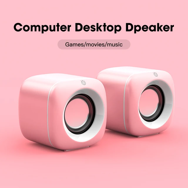 USB Wired Pc Audio system Pink Laptop computer Speaker Subwoofer Deep ...