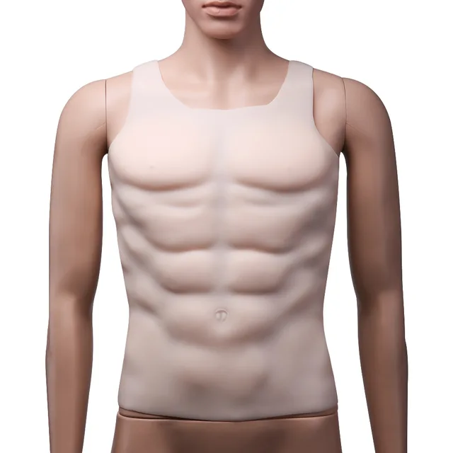 New Hunk Chest Muscle Man Silicone Fake Pectoralis Muscle Firm Abs Six ...