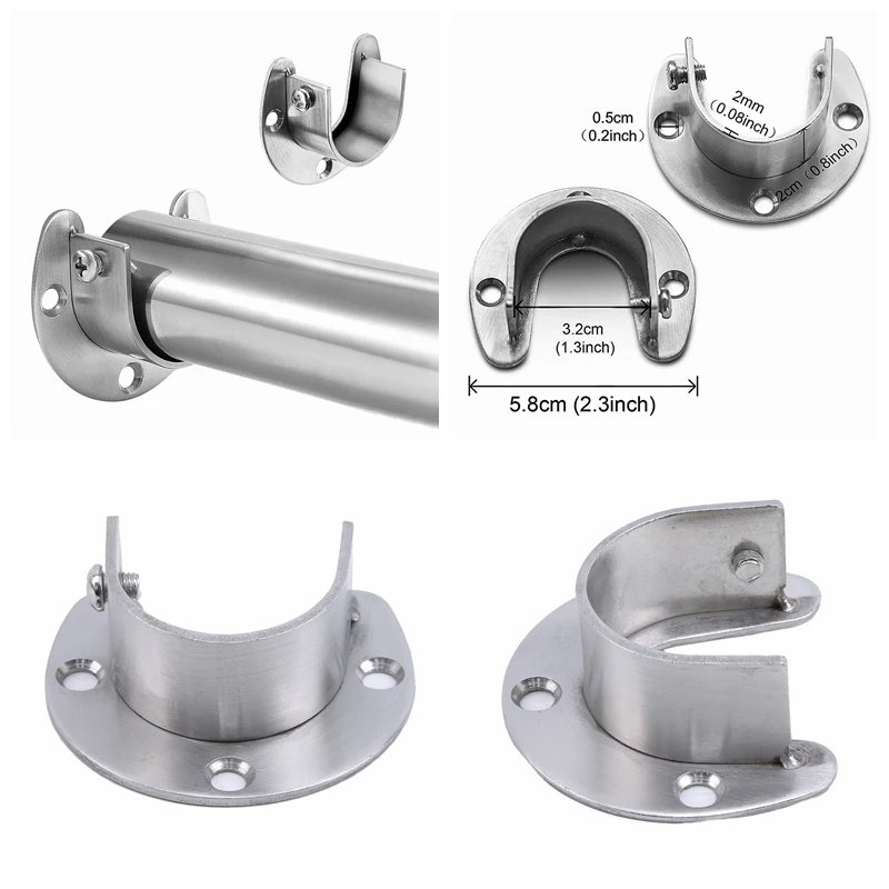 U-shaped Stainless Steel Clothes Rail Closet Rail Curtain Rod Shower ...