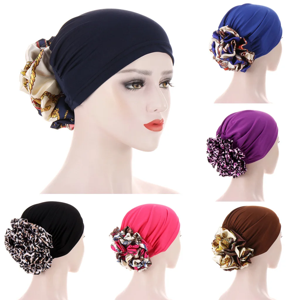Big Flower Hijab Volumizers Turban Bonnet For Women Muslim Under Hijab ...
