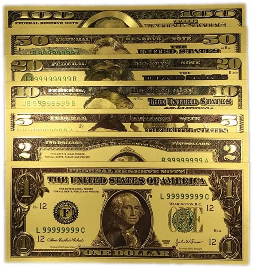 7Pcs-Gold-Plated-US-Dollar-Fake-Paper-Money-Banknotes-Crafts-For ...