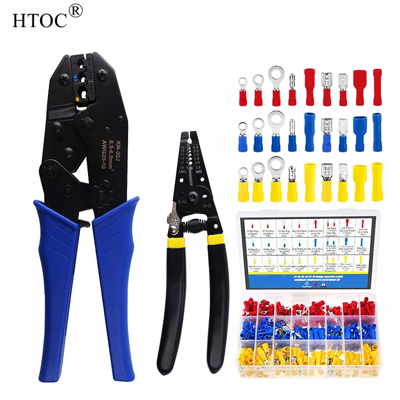 HTOC Wire Terminals Crimper Kit Insulated Wire Terminals Connectors ...