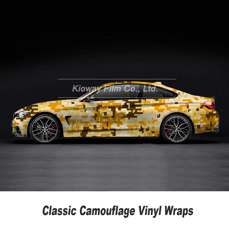 Digital Pixel Yellow Brown Camo Vinyl Wrap Camouflage Film With Air ...