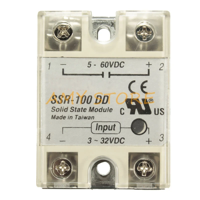 Ssr100dd Ssr-100dd 100a Solid State Relay Dc-dc Input 3-32vdc Output 5-60vdc For Temprature ...