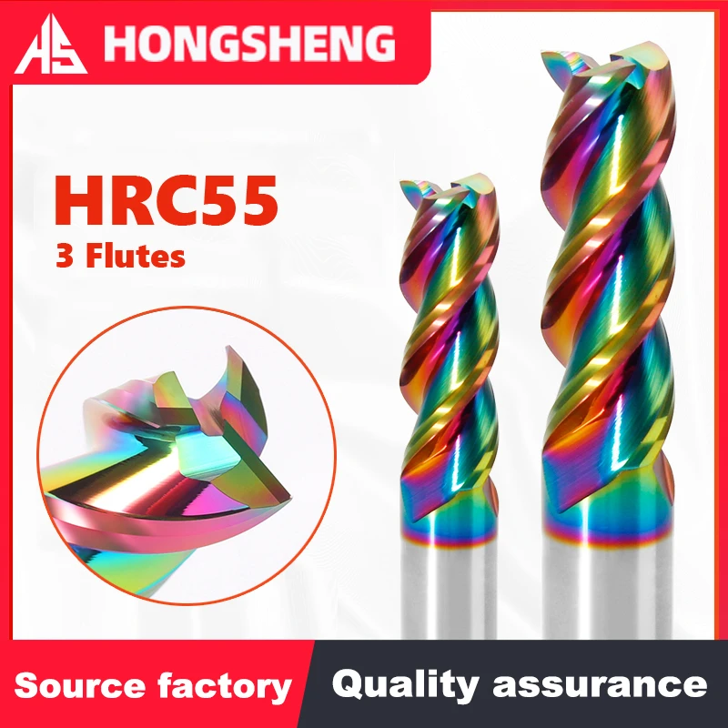 HRC55 Carbide 3 Flute Aluminium End Mills Tungsten Solid Endmill For Types Carbide Aluminum ...