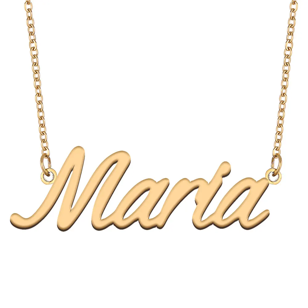 Maria-Nameplate-Necklace-for-Women-Stainless-Steel-Jewelry-Gold-Plated ...