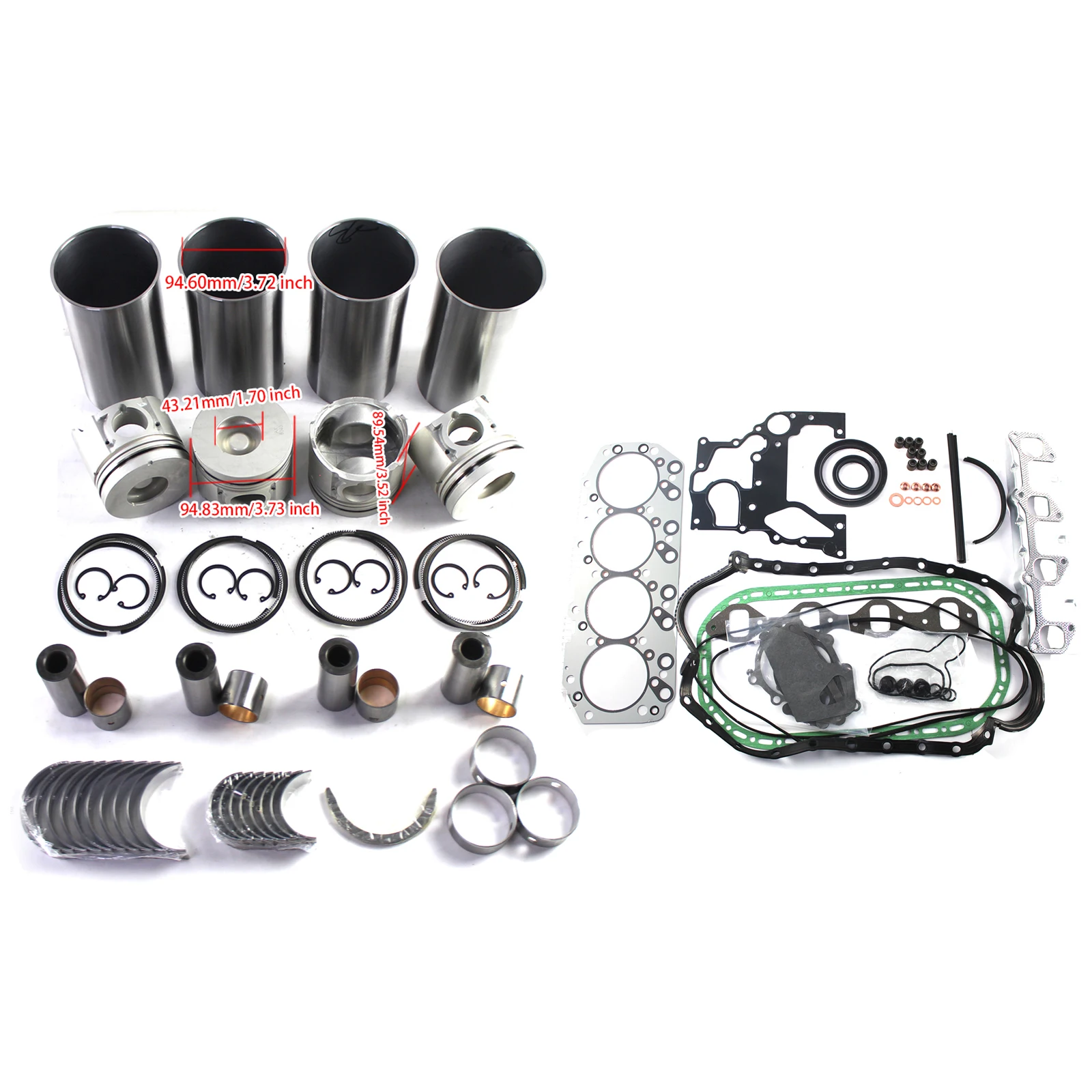 4JG1 4JG1T Engine Overhaul Rebuild Kit For Isuzu Hitachi Takeuchi Case ...
