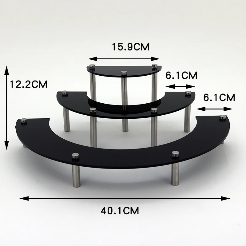 Semicircular 3 Tiers Acrylic Display Stand Rack Dessert Mini Cakes Mini ...
