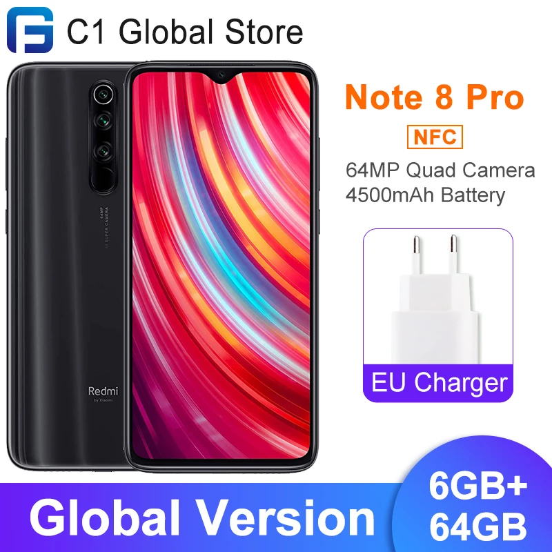 Global Version Xiaomi Redmi Note 8 Pro 64GB/128GB Smartphone 64MP Quad Cameras 6.53" Helio G90T ...
