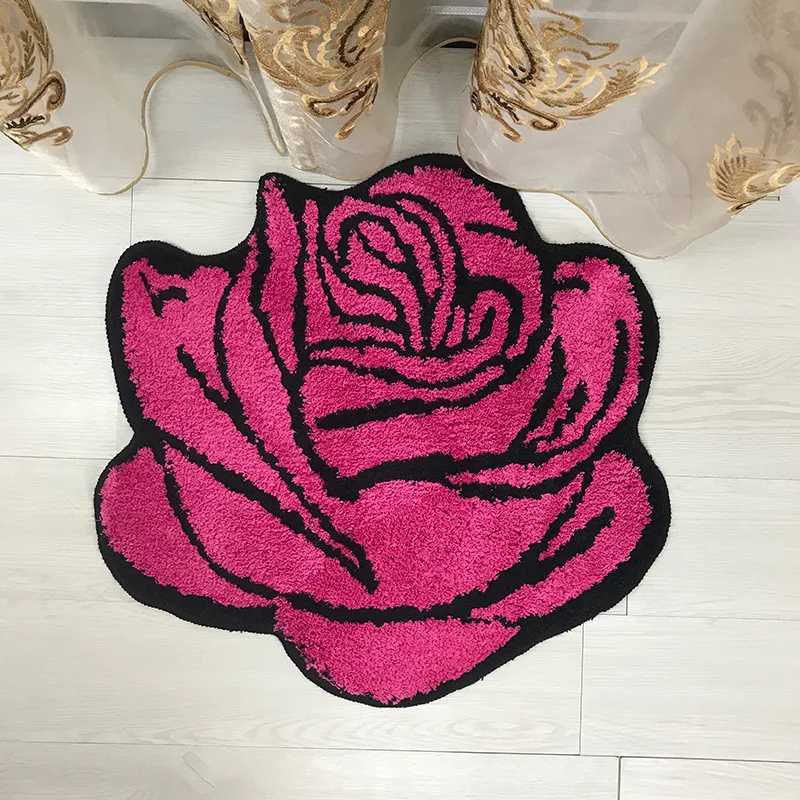 3D-Rose-Flower-Rug-Soft-Plush-Tufted-Carpet-Non-slip-Bathroom-Mat-Art ...