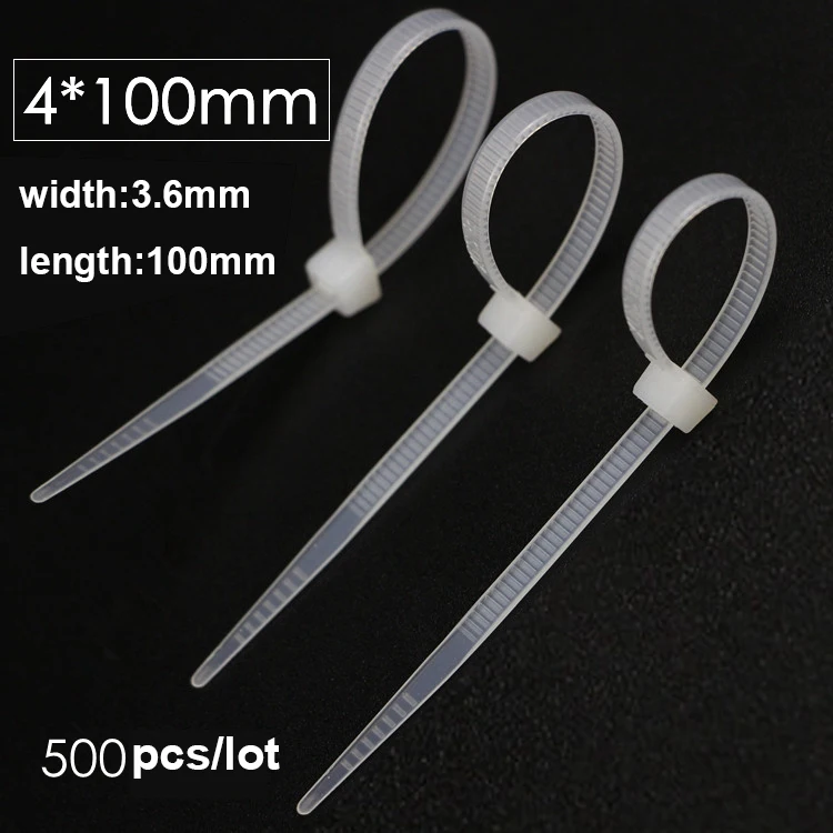 500pcs-4-100mm-Lock-Type-Nylon-Cable-Tie-National-Standard-White ...