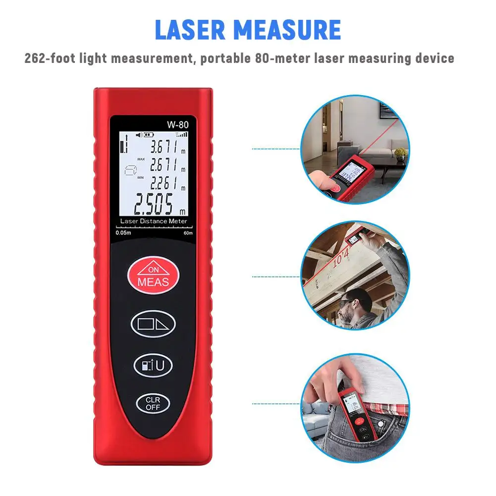 Laser Distance Meter 80m Laser Measure Device Portable