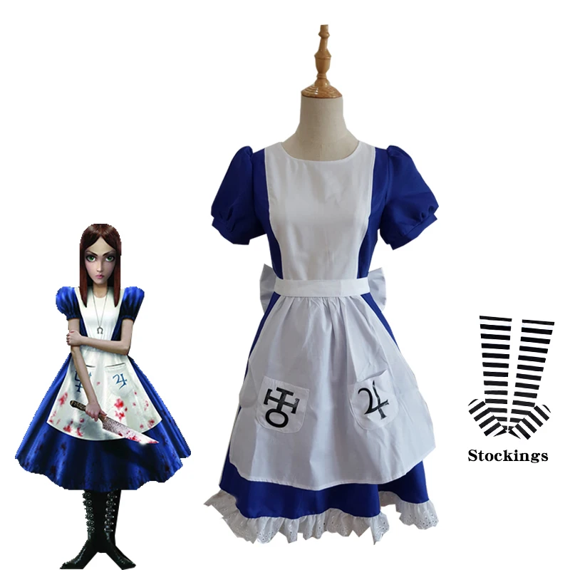Disfraz de Cosplay de Alicia, traje de Halloween, vestido de sirvienta ...