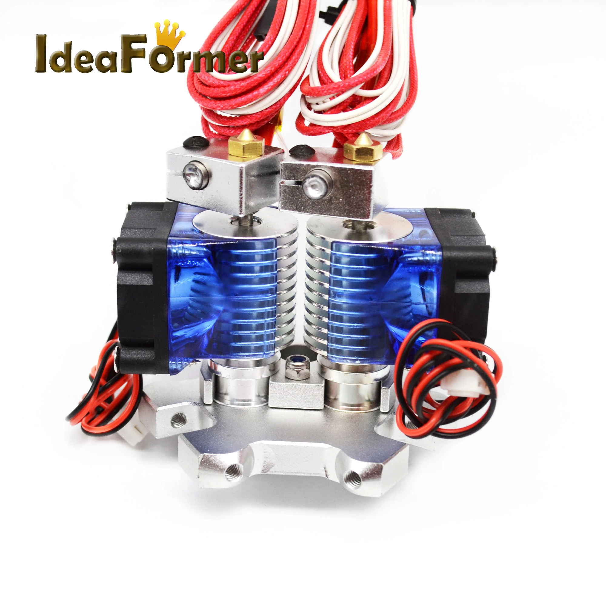 E3D V6 Hot End Dual Head Extruder with 0.4mm Brass Nozzle+12/24V Cooling Fan+effector For 3D ...