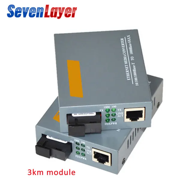 Gigabit Fibra Óptica Media Converter, Single Mode, Porta SC, Fonte de ...