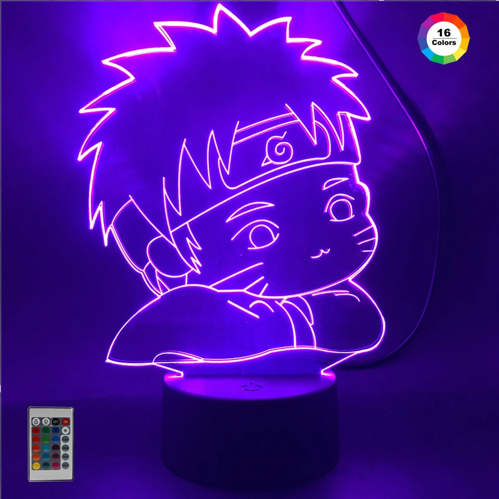 Anime Naruto Uzumaki Led Night Light Team 7 Sasuke Kakashi Hatake Kids ...
