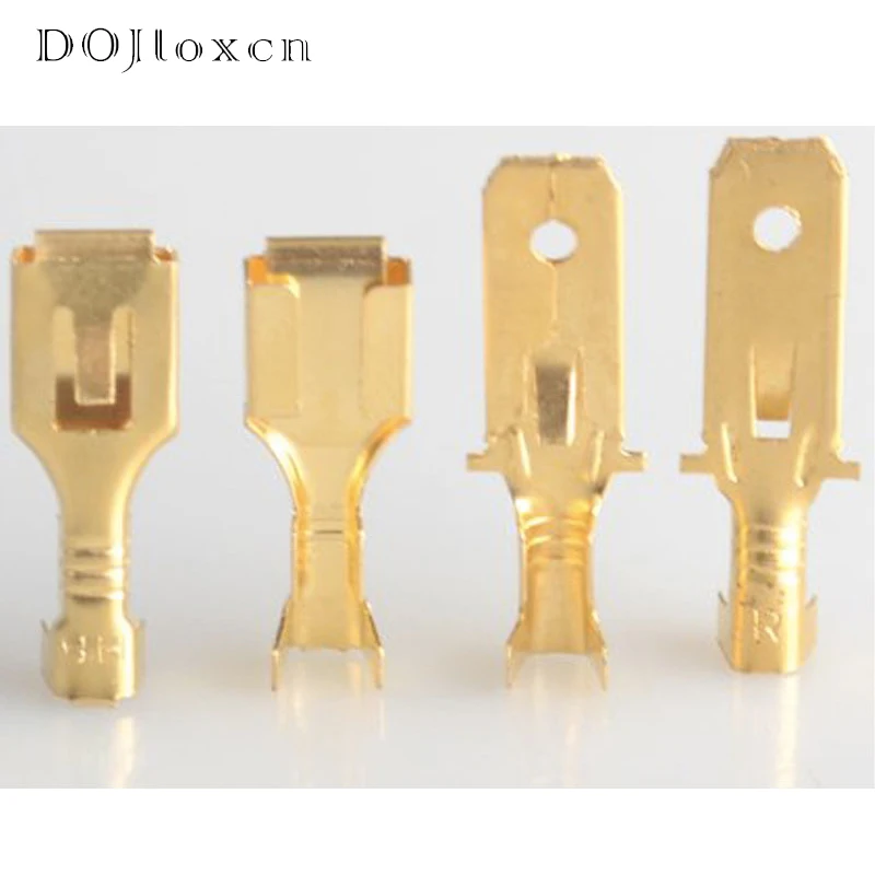 50-100-200-500-Pcs-6-3mm-Crimp-Golden-Terminal-Male-Female-Spade ...