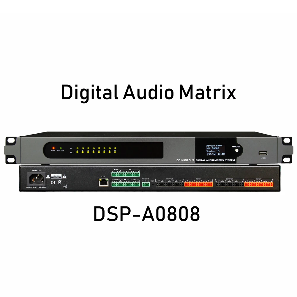 Leicozic Sistema de matriz de Audio Digital 8In8Out, procesador DSP, DSP A0808, matriz de mezcla ...