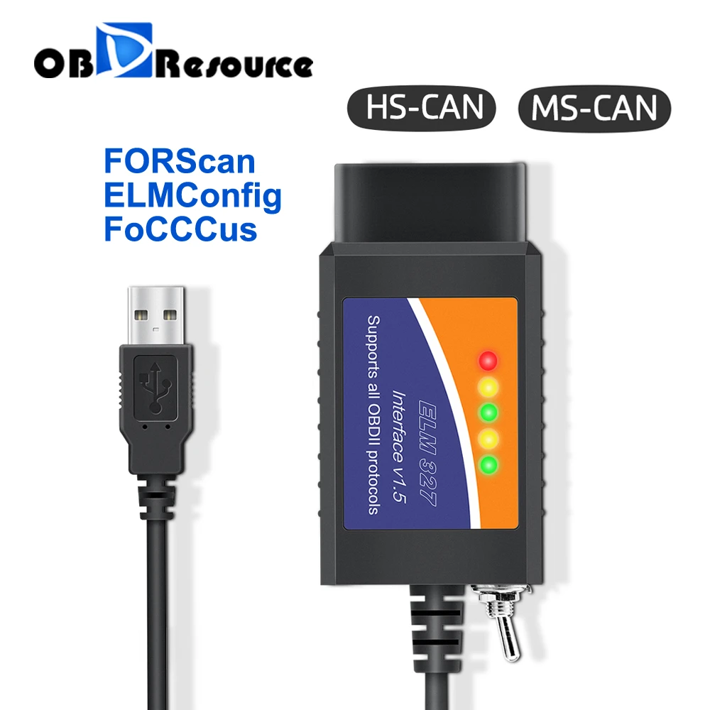 Automotive Diagnostic Service Tools ELM327 V1.5 Forscan OBD2 USB Scanner For Ford Auto ...