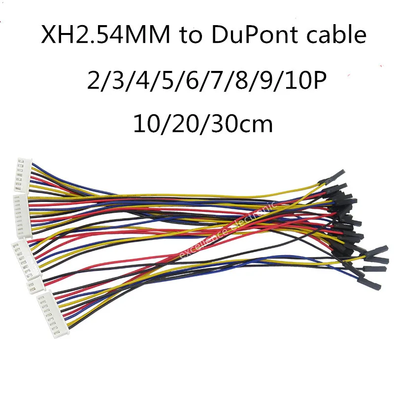 5PCS XH2.54 To Dupont Line Cable 1P Female 2/3/4/5/6/7/8/9/10P 10/20 ...