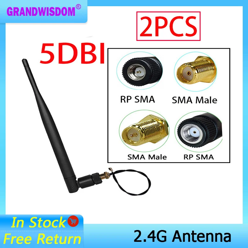 2pcs 2.4 GHz Wifi antenna 5dBi SMA Connector Antena Aerial 2.4ghz ...