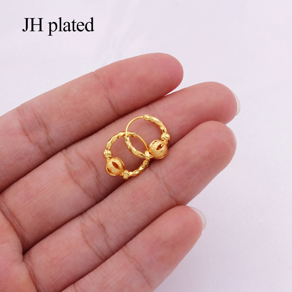 Earrings 24k Gold Color Small Round Earings Fashion Jewelry For Woman ...