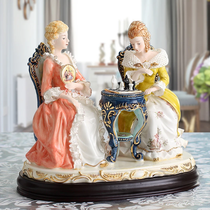 EUROPE-CERAMIC-GIRLS-LADY-STATUE-HOME-DECORATION-ACCESSORIES-CRAFT-ROOM ...