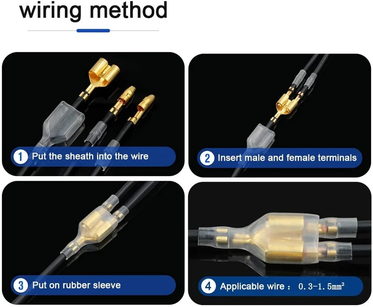 300PCS Motorcycle Brass Male&Female Bullet Terminal Electrical Wire ...