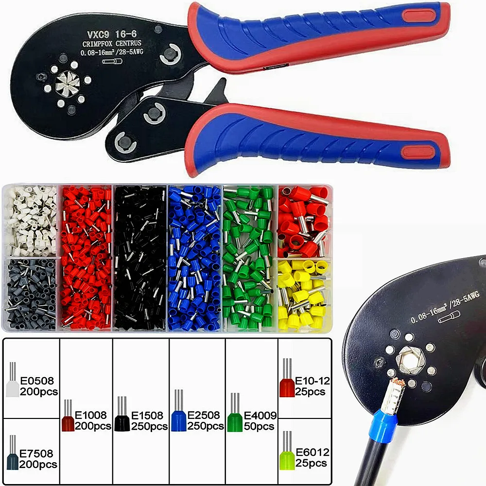 Pince outil,Pince à cliquet électrique auto-ajustable, avec bornes tubulaires de 0.08 à 16mm ...