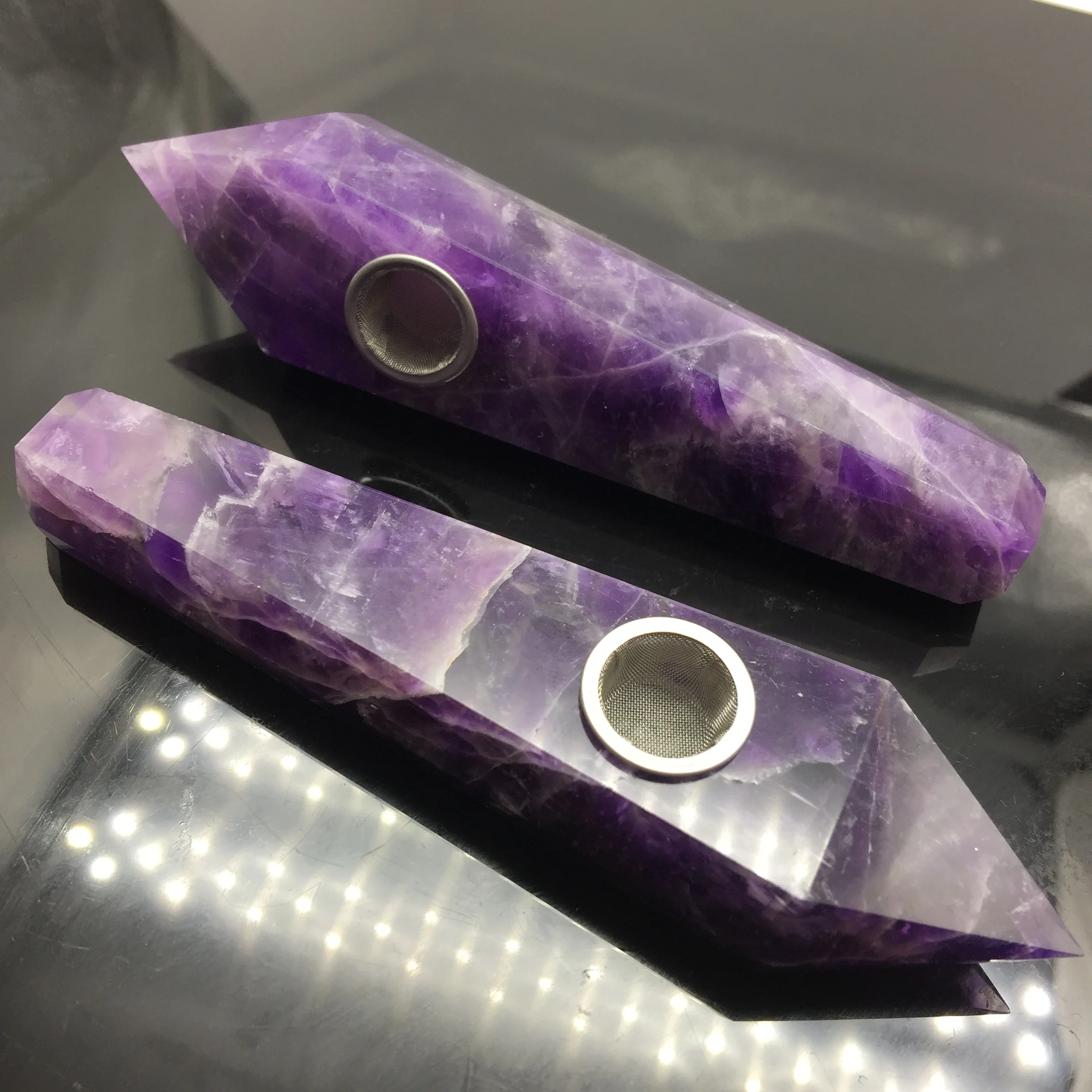 Art & Collectibles Amethyst Crystal Natural Stone Smoking Pipe Set ...