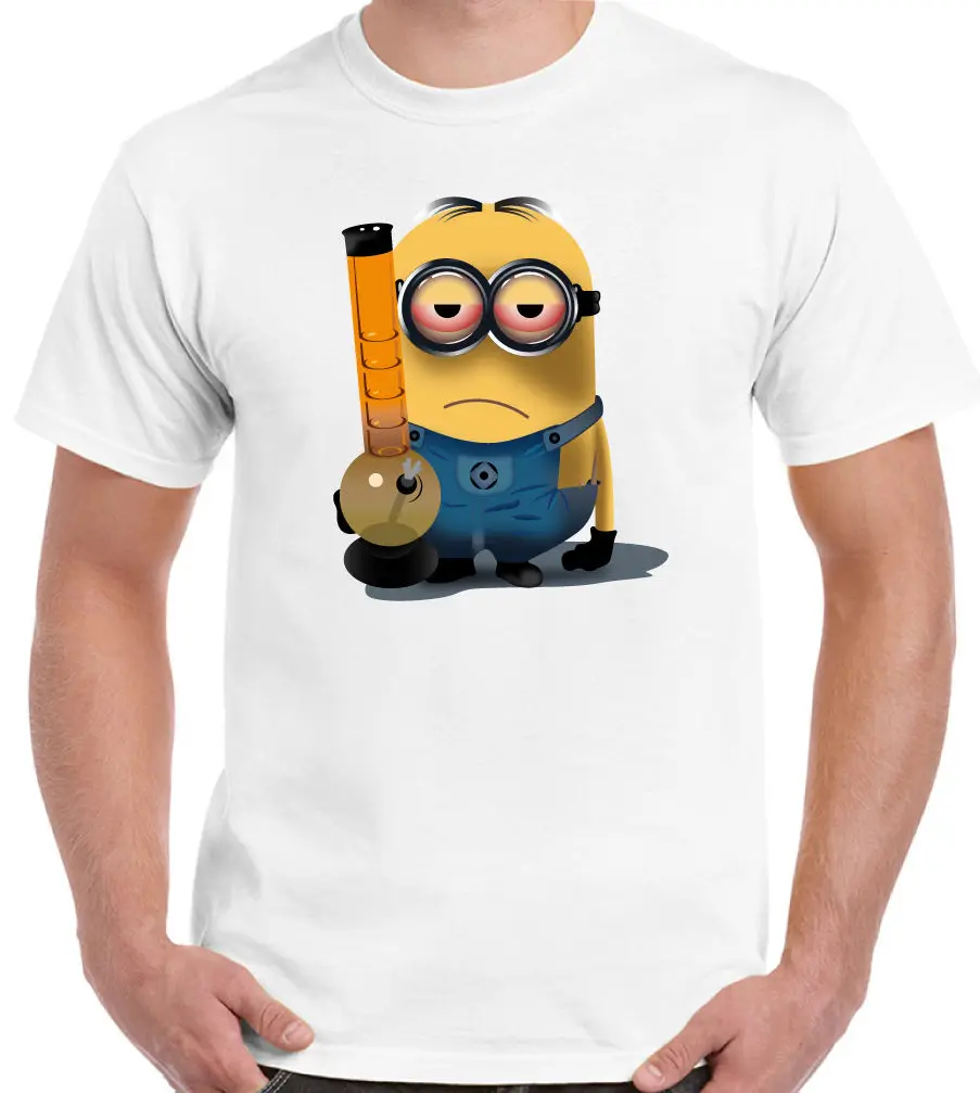 Stoned Minion Mens Funny Minions เสื้อยืด Weed Bong Spliff| | - AliExpress