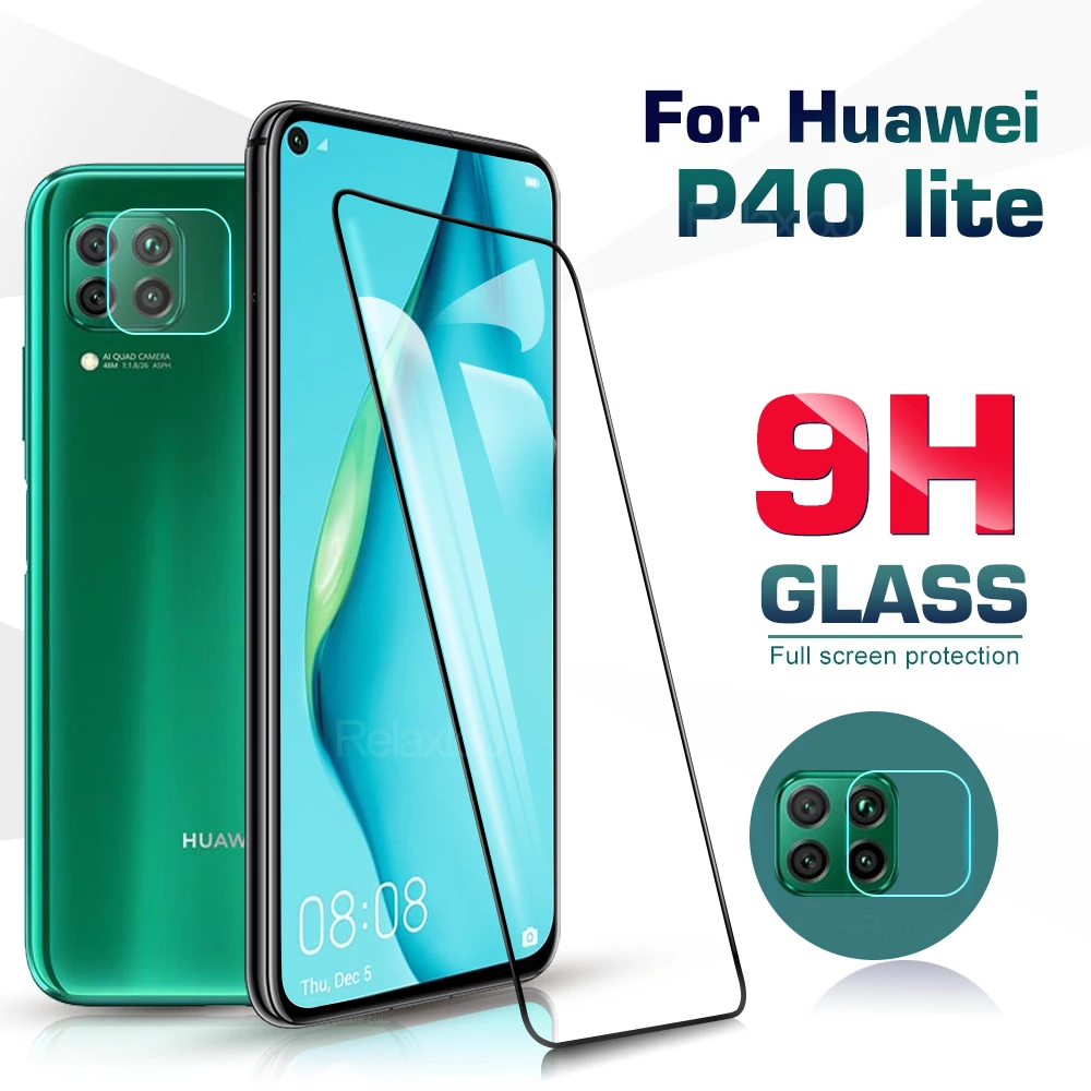 2 in 1 Protective Glass for Huawei P40 Lite P40Lite E Camera lens Film Screen Protector for ...
