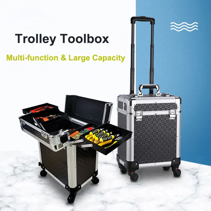 Tool Box With Wheels Complete Toolbox Professional Storage System Tray ...