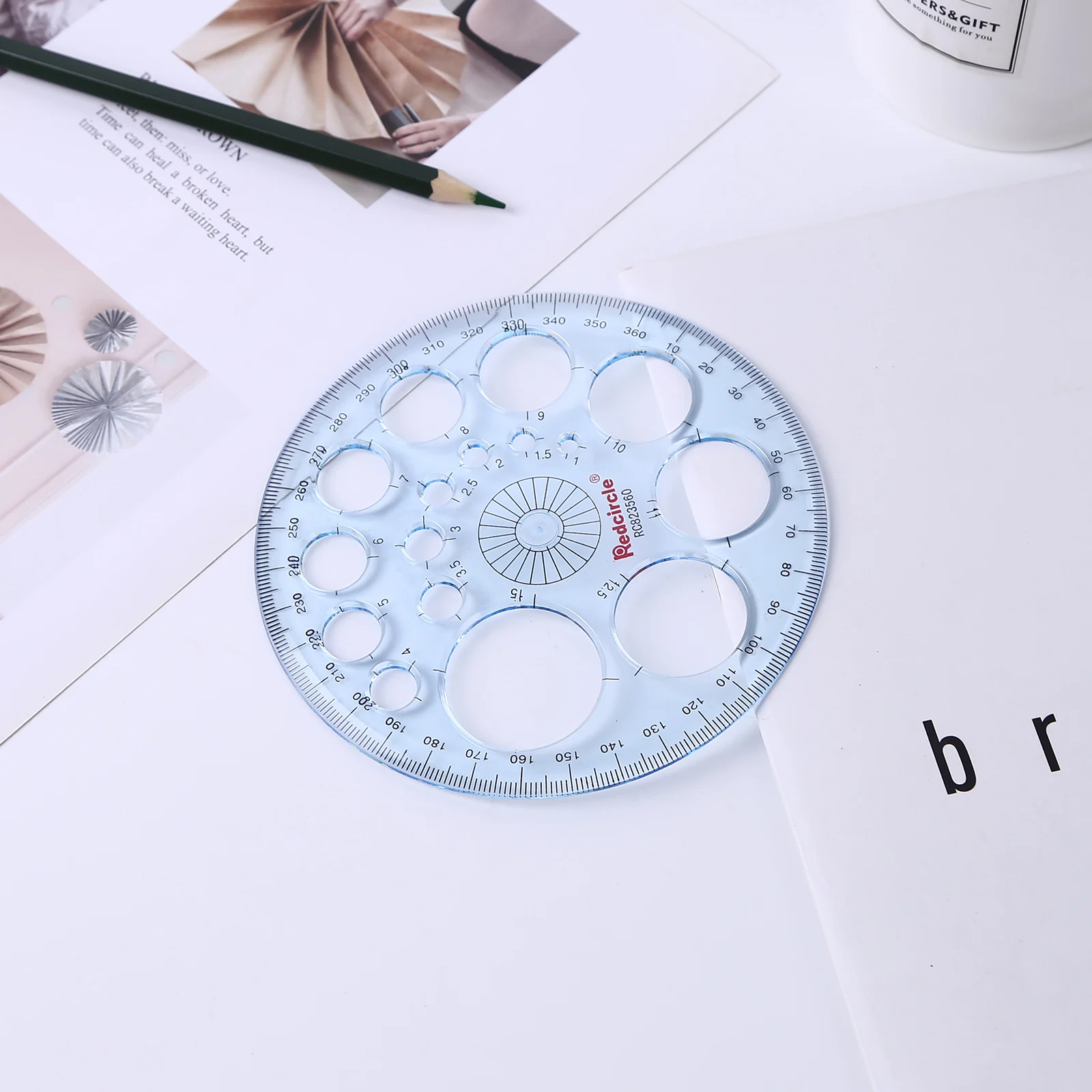 Multifunctional Geometric Template Plastic Measuring Ruler Circles ...