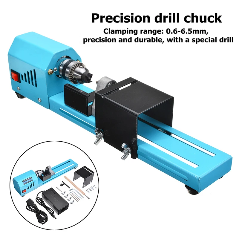 150W DC DIY Mini Wood Lathe Bead Cutting Machine Stainless Steel Drill ...